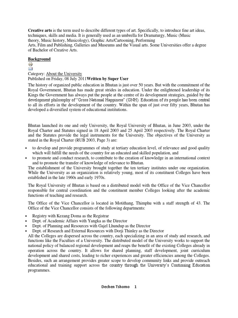 Creative Arts | PDF | College | University