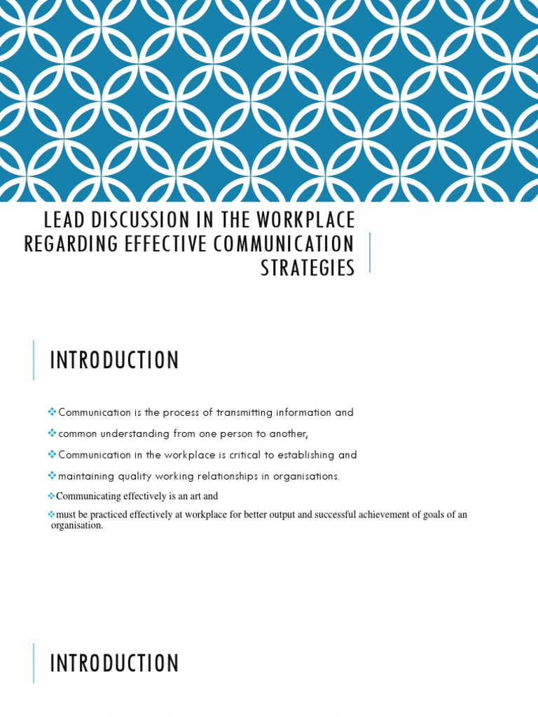 Lead Discussion in The Workplace Regarding Effective Communication | PDF