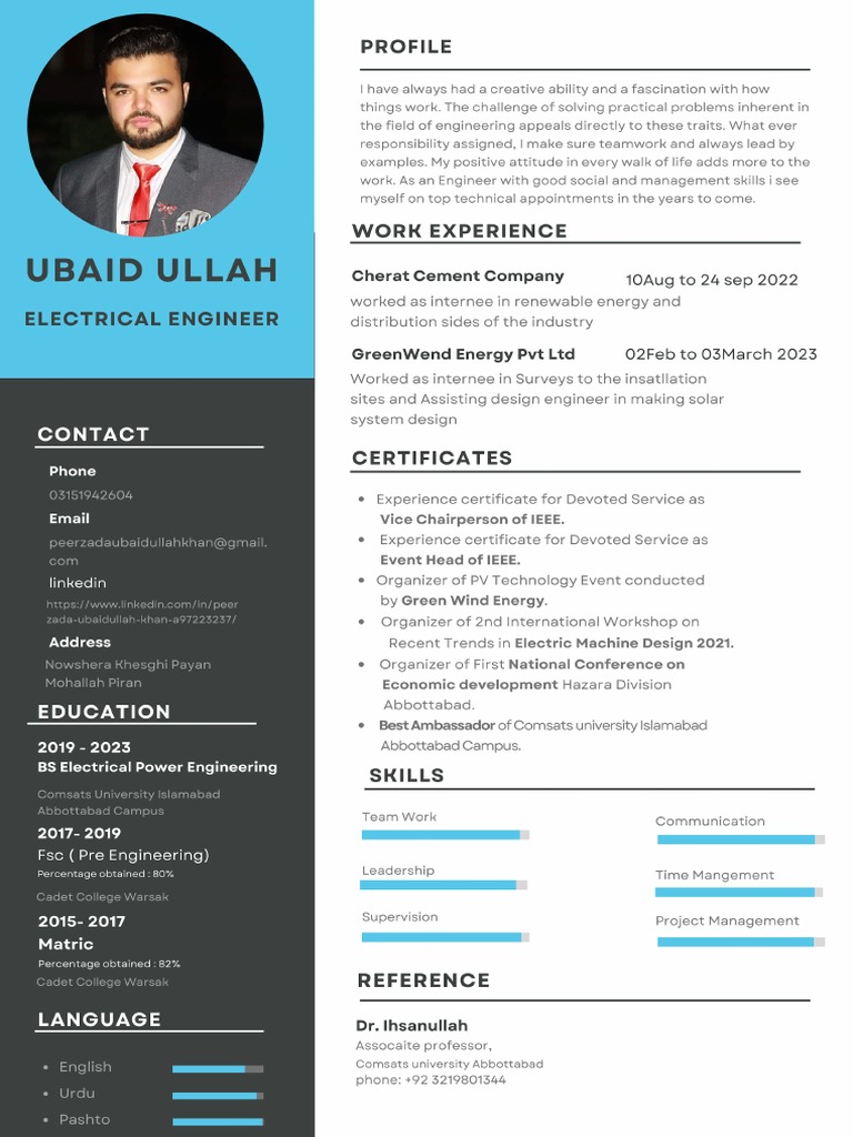Black Blue Modern Professional CV Resume Template | PDF