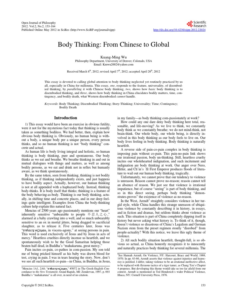 Body Thinking: From Chinese To Global | PDF