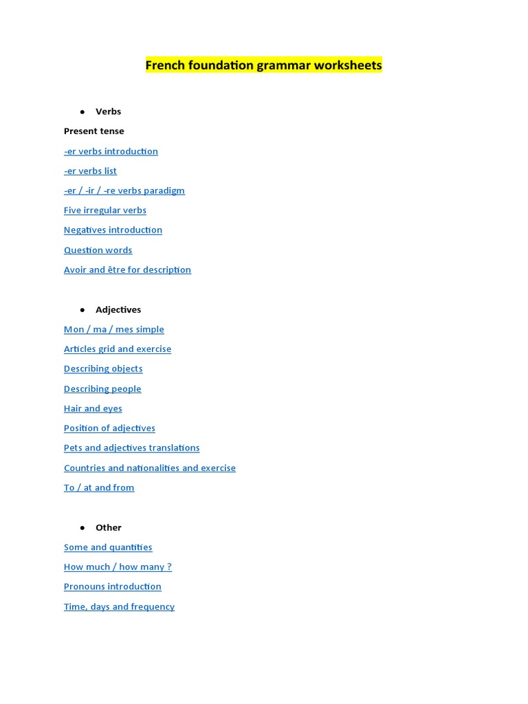 French-foundation-worksheets | PDF