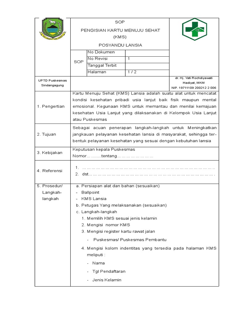 Sop KMS Lansia Edit 1 | PDF