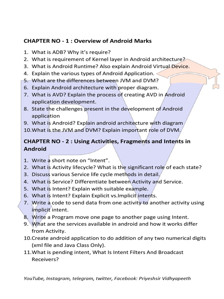MAD Question Bank | PDF | Android (Operating System) | Application Software