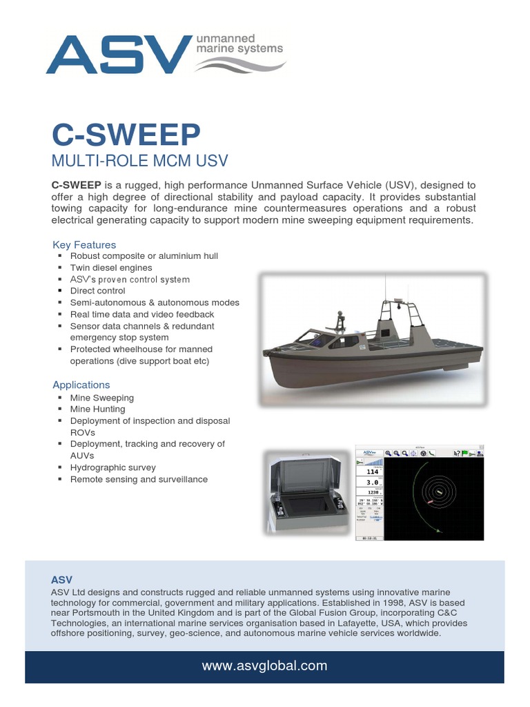 C-SWEEP Multi-Role USV Specifications | PDF | Watercraft | Transport