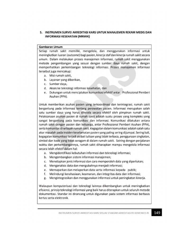Instrumen Penilaian Akreditasi Pokja MRMIK | PDF