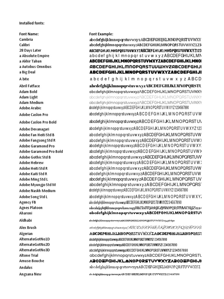 List of Fonts V2 | Download Free PDF | Arial | Typography