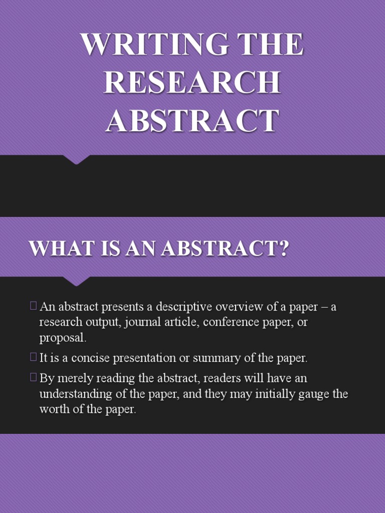 Writing The Research Abstract | PDF | Abstract (Summary) | Human ...