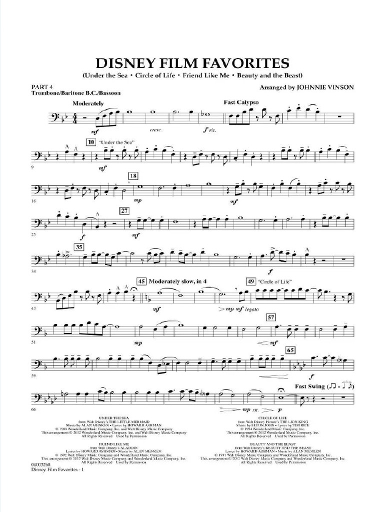 Disney Film Favorites (Part 4 - Trombone) | PDF