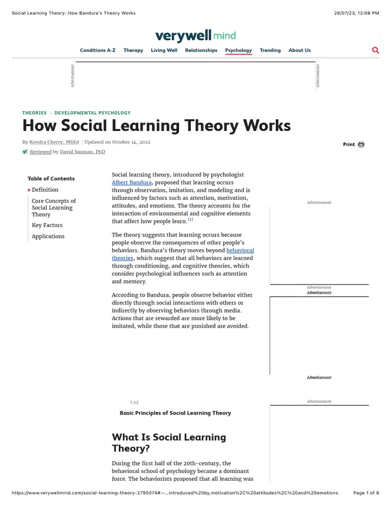 Bandura's Social Learning Theory Explained | PDF | Learning | Behaviorism