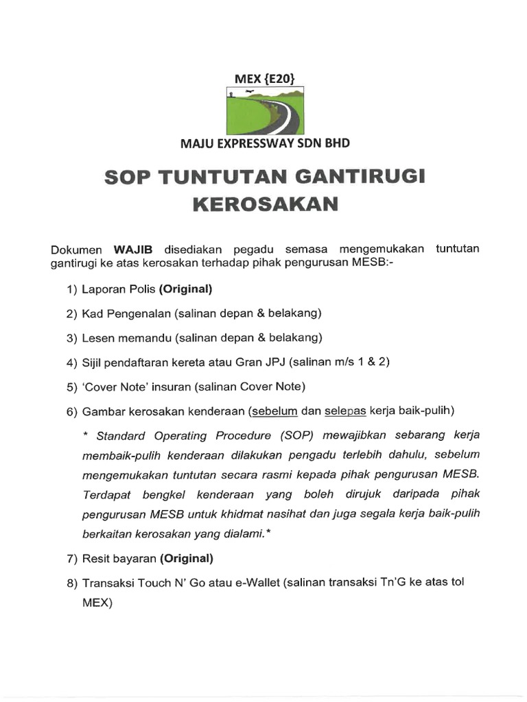 SOP Tuntutan (BM) | PDF
