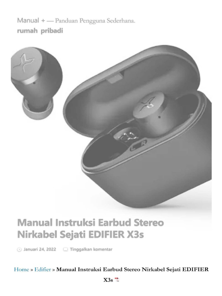 EDIFIER X3s True Wireless Stereo Earbuds Instruksi Manual - Manuals+ | PDF
