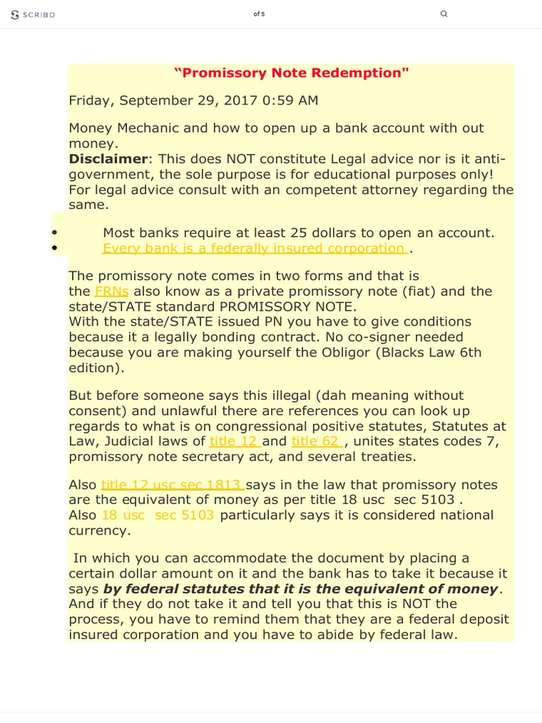 Promissory Note Redemption - PDF - Promissory Note - Banks | PDF