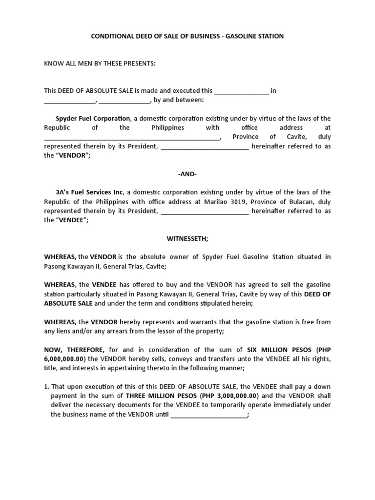 Conditional Deed of Sale | PDF