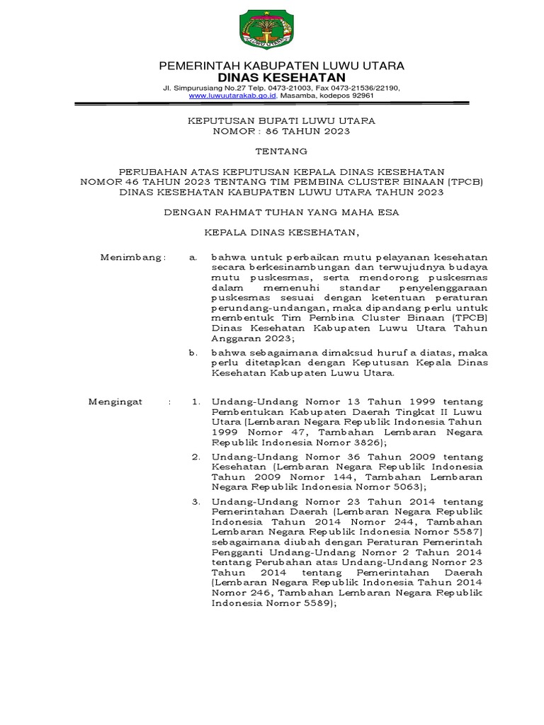 SK TPCB Tahun 2023 | PDF