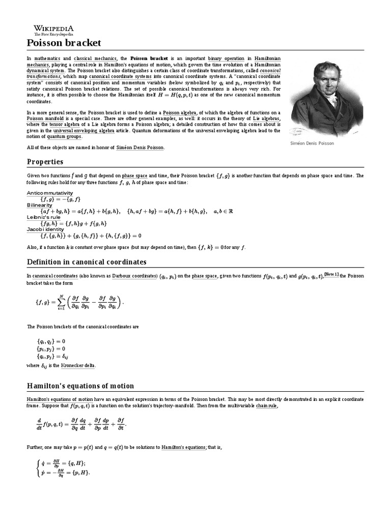 Understanding Poisson Brackets in Mechanics | PDF | Teaching Methods ...
