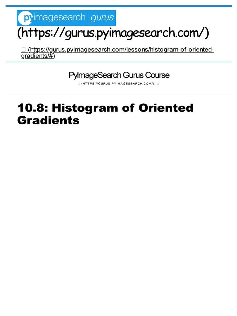 10.8 - Histogram of Oriented Gradients - PyImageSearch Gurus | PDF