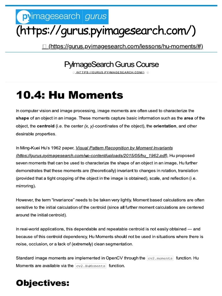 10.4_ Hu Moments _ PyImageSearch Gurus | PDF