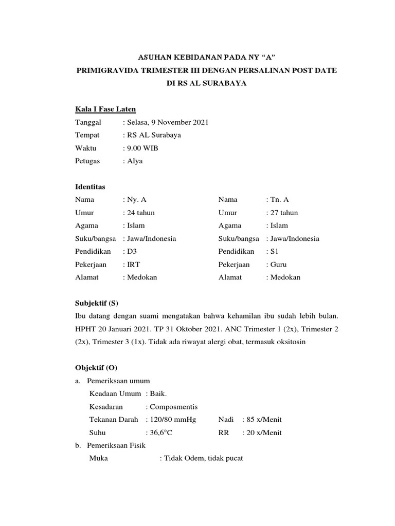 Soap Induksi Persalinan Post Date | PDF Soap Induksi Persalinan Post Date | PDF