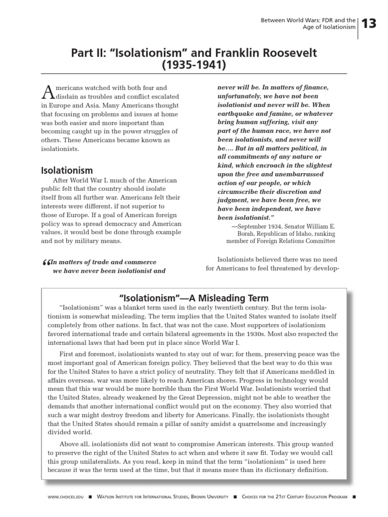 Part 2 Isolationism and FDR | PDF