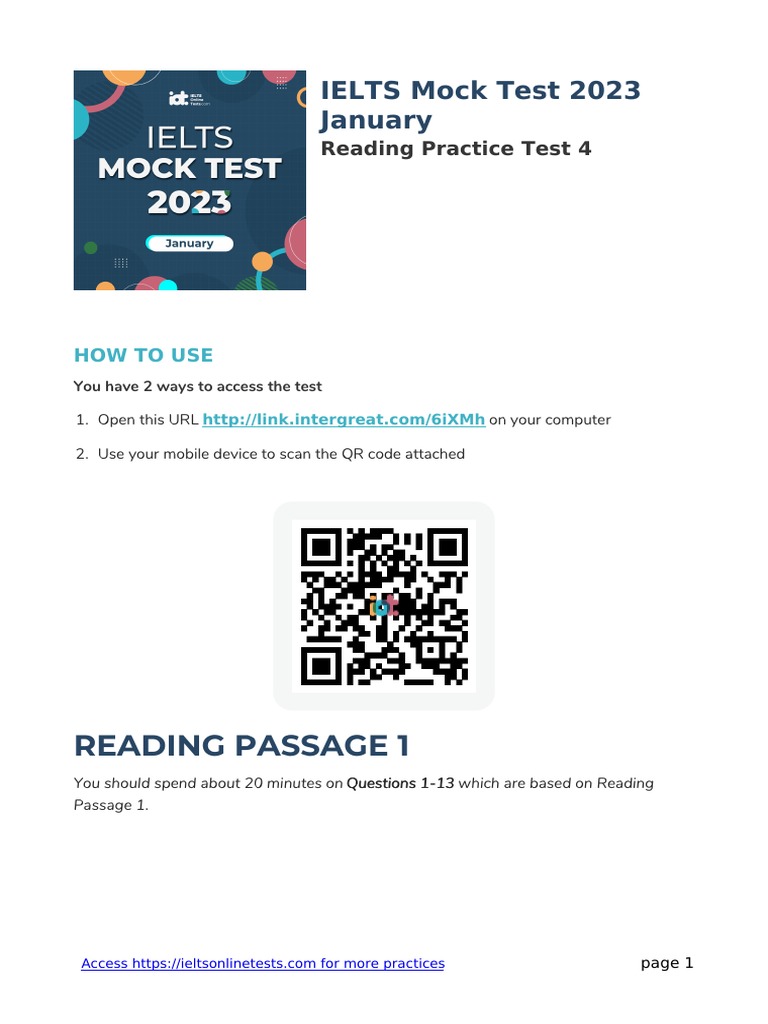 Ielts Mock Test 2023 January - Reading Practice Test 4 v9 18859993 | PDF