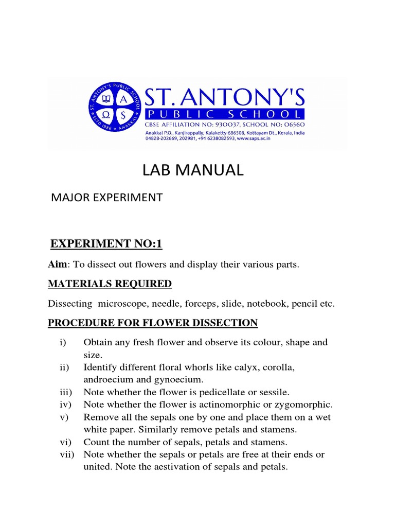 LAB MANUAL BIOLOGY XI New | PDF
