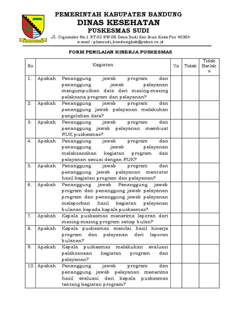 Form Penilaian Kinerja PKM Sudi | PDF | Karier & Perkembangan