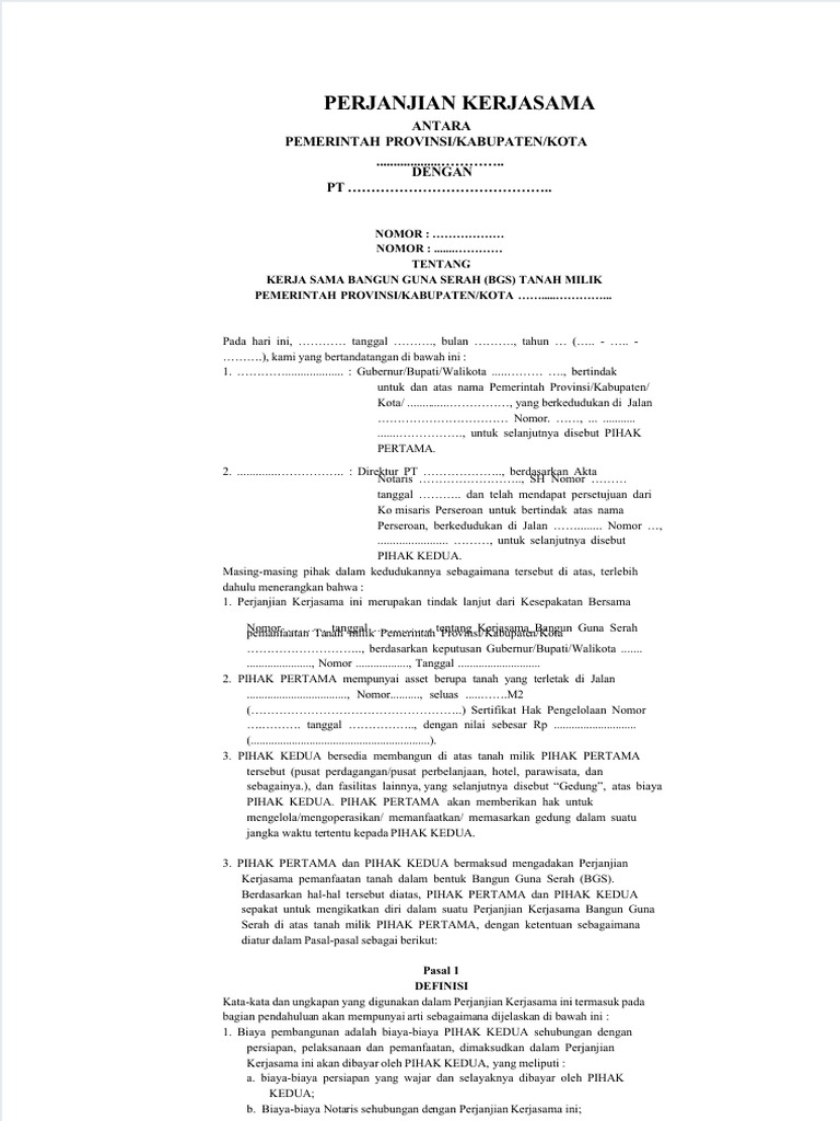 Dokumen - Tips - Surat Perjanjian Kerjasama Bgs | PDF