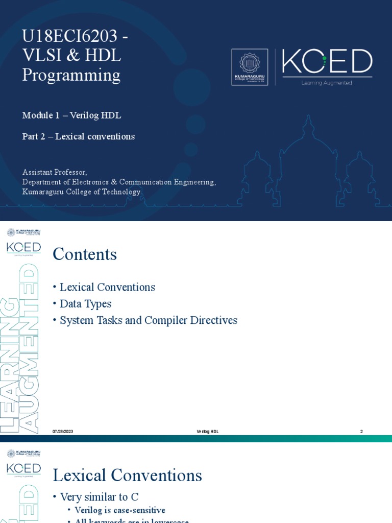 Module 1 - Part 2 - Lexical Conventions-Ppt - Upload | PDF