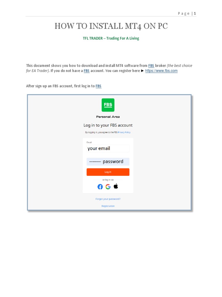 How To Install MT4 On PC (FBS) | PDF
