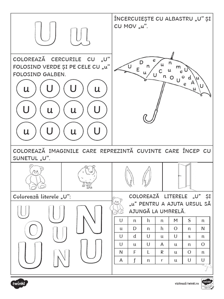 LC 5547 Recunoaterea Literei U U Fisa de Lucru | PDF