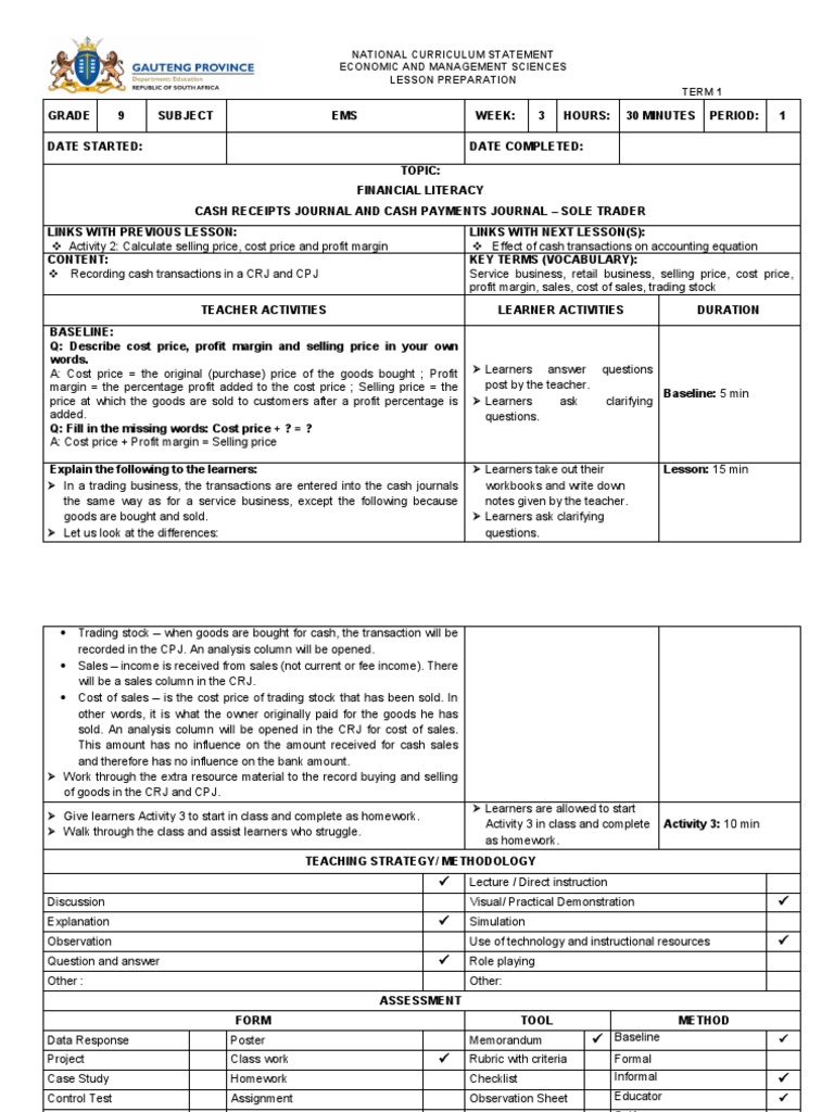 3. WEEK 3 LESSON PLAN 1 | PDF