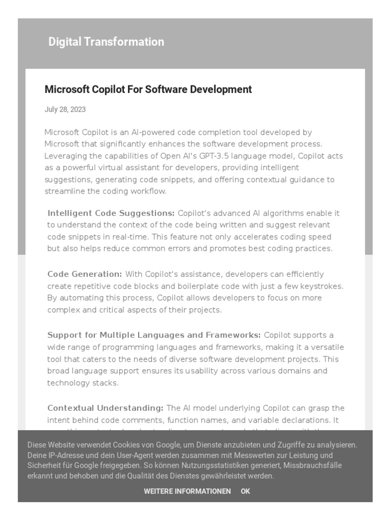 Microsoft Copilot for Software Development | PDF | Computer Programming | Artificial Intelligence