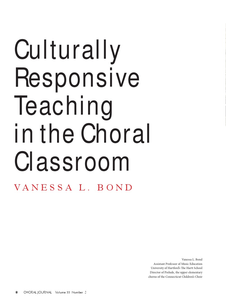 Culturally Responsive Teaching in The Choral Classroom | PDF | Language ...