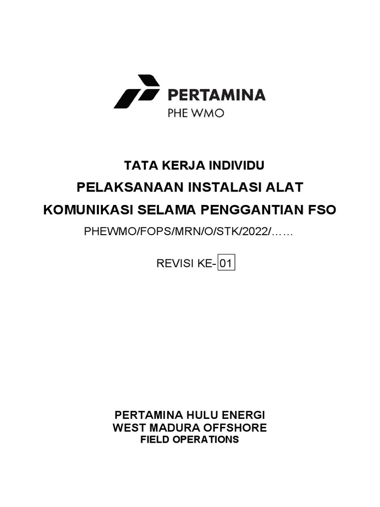 C013 - TKI Pelaksanaan Instalasi Alat Komunikasi Selama Penggantian FSO | PDF