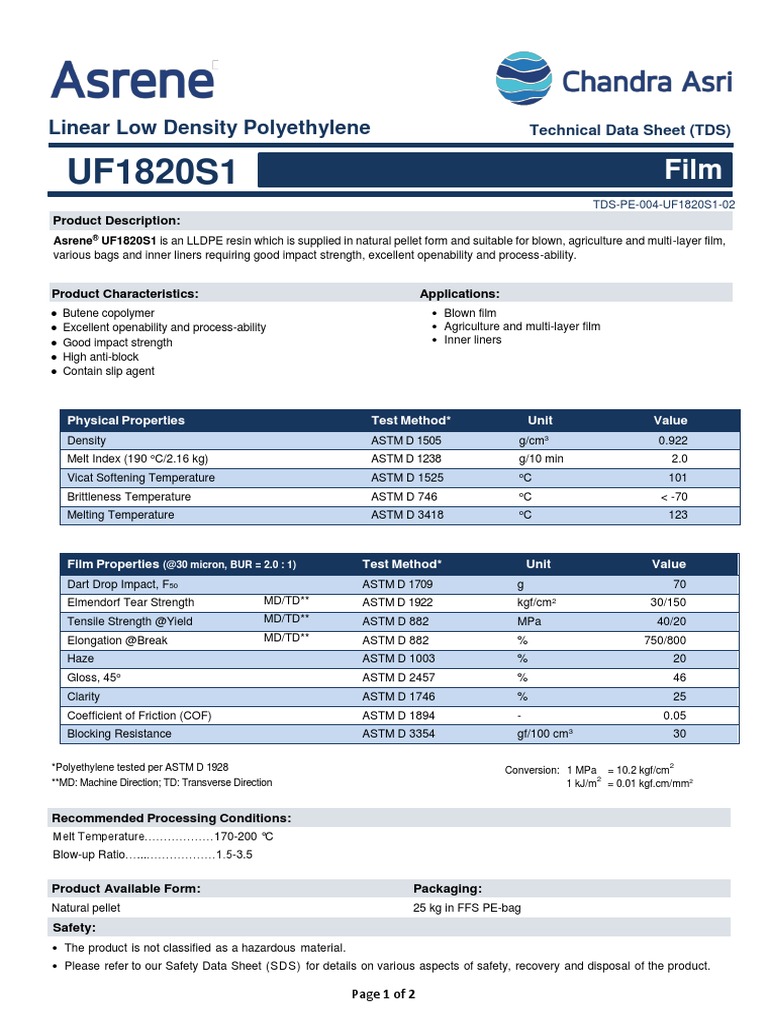 TDS Pe 004 Uf1820s1 02 | PDF