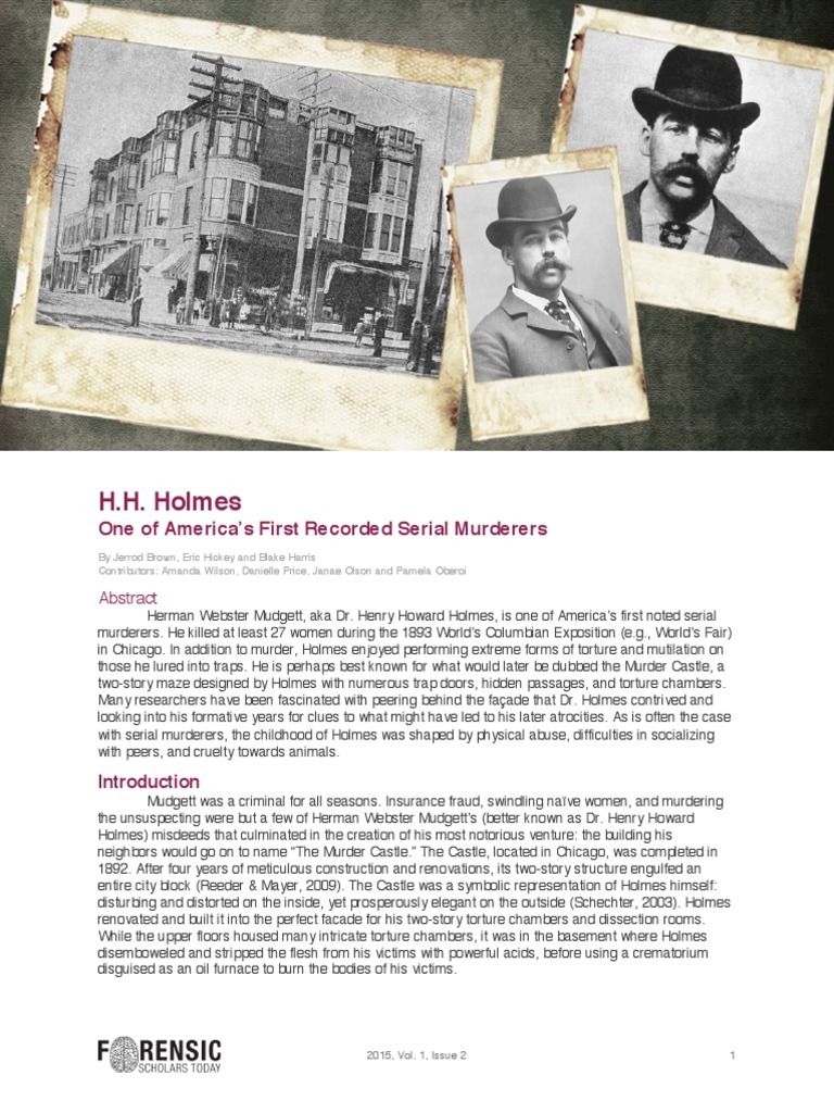 Forensic Scholars Today 1.2 H.H. Holmes One of Americas First Recorded ...