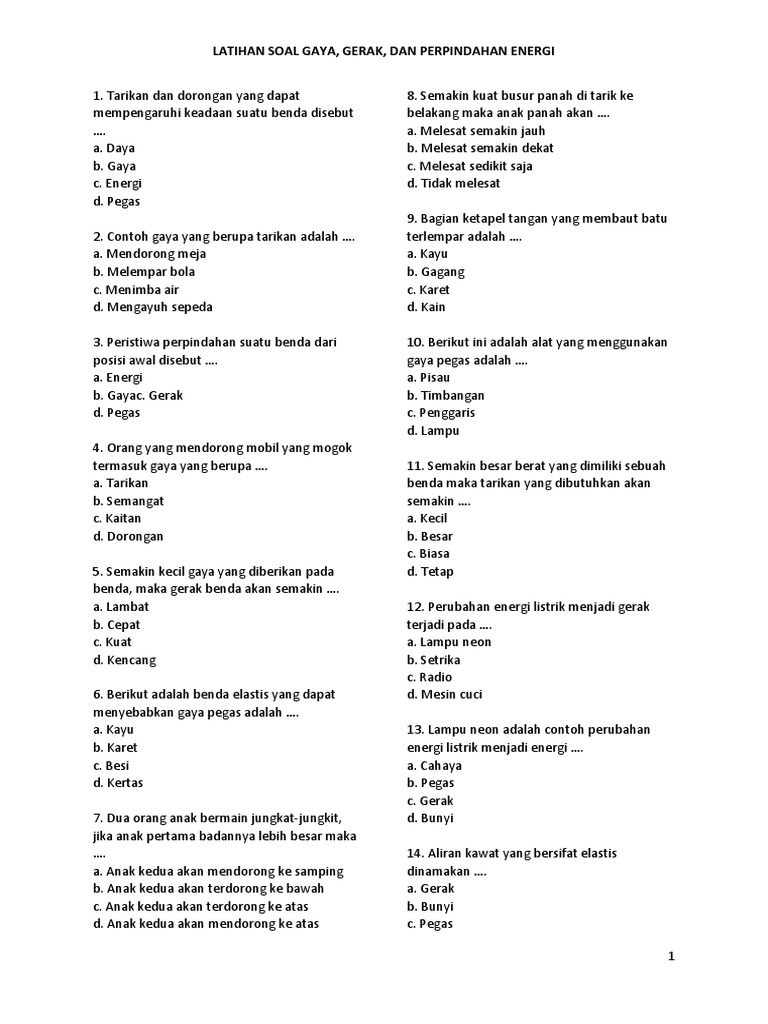 Latsol Gaya Dan Gerak | PDF