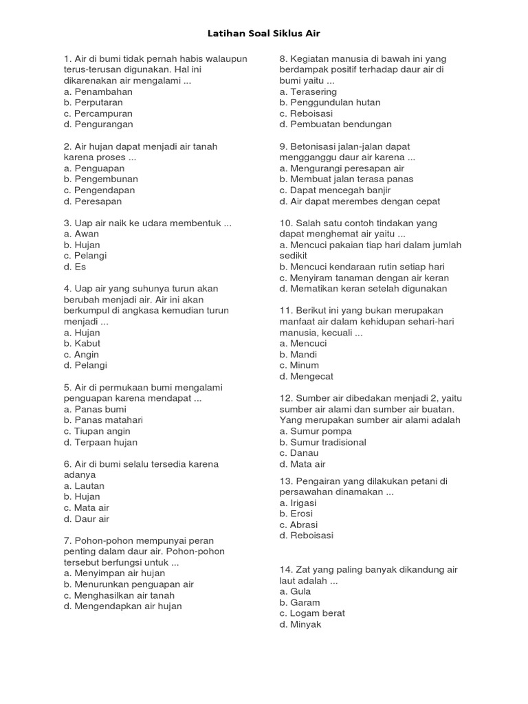 LAtihan Soal Siklus Air | PDF