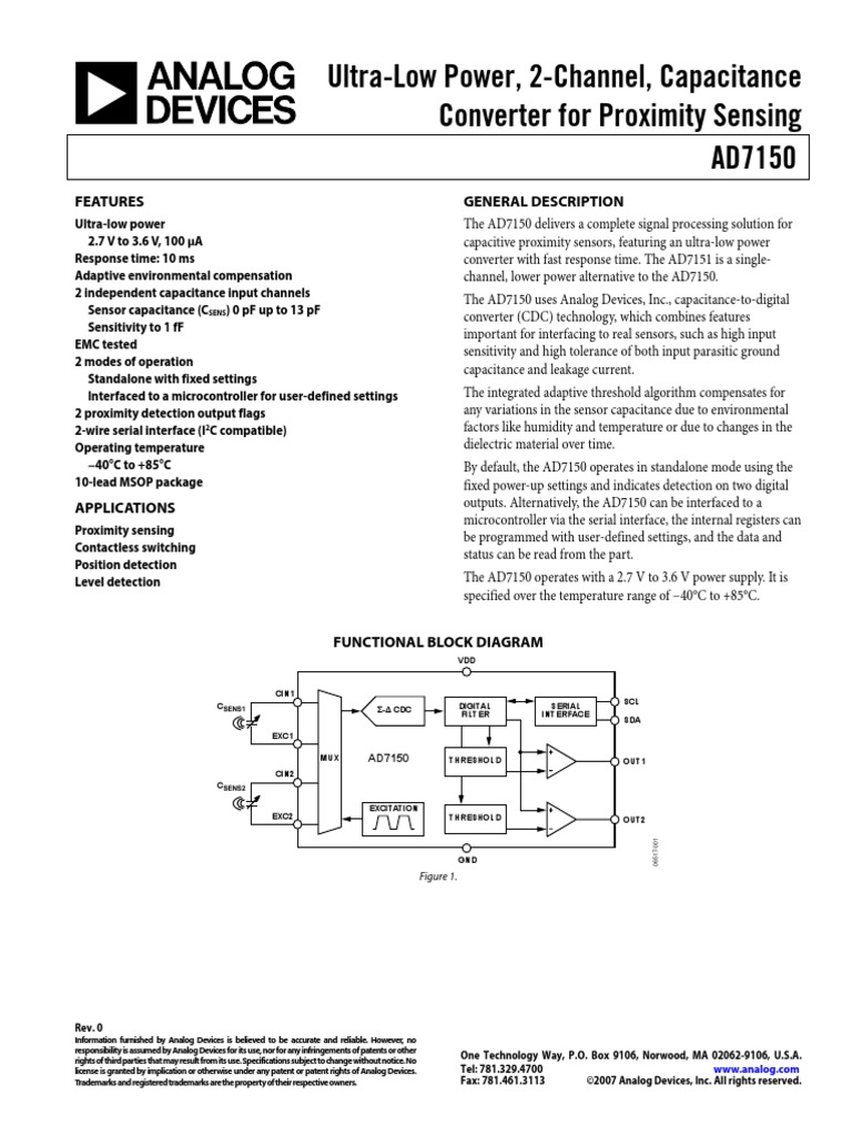 AD7150 C to v Converter | PDF