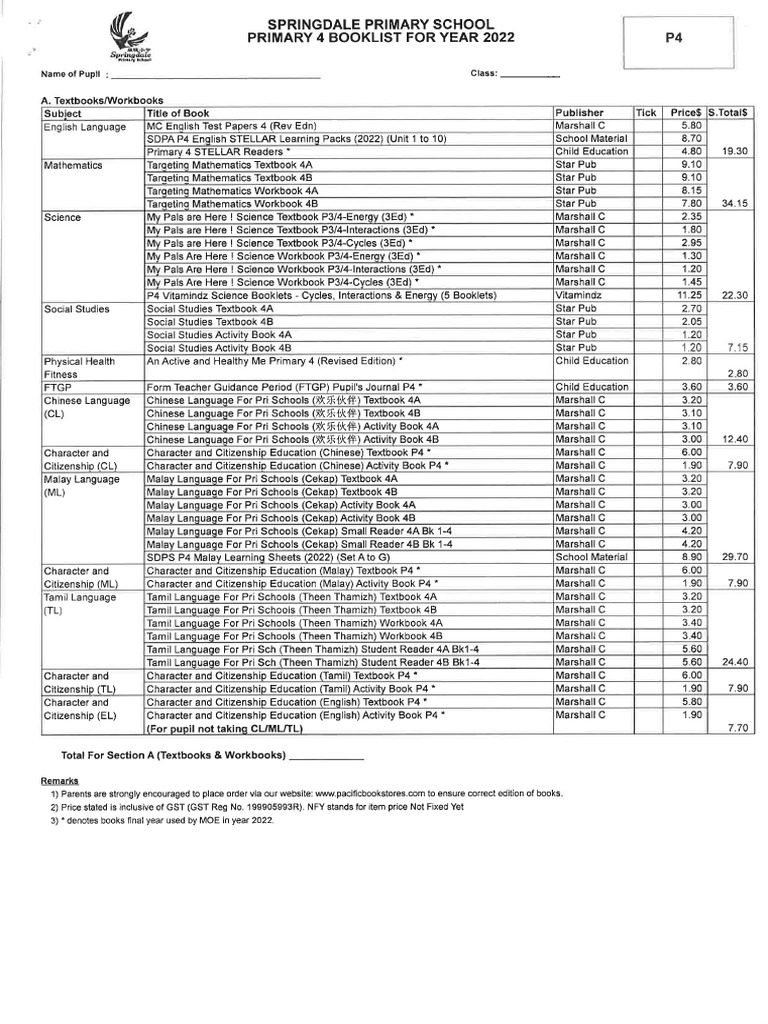 2022 P4 Booklist-4 | PDF
