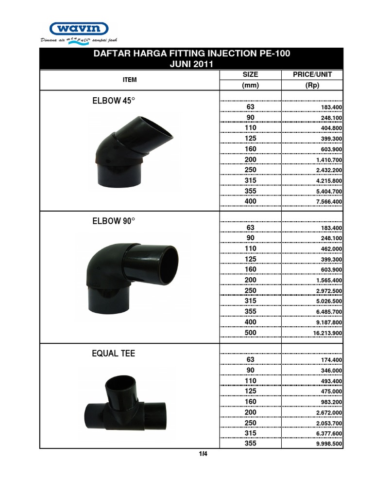 Daftar Harga Fitting Injection HDPE Import Export | PDF