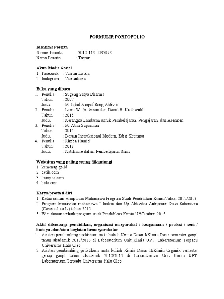 Formulir Portofolio | PDF