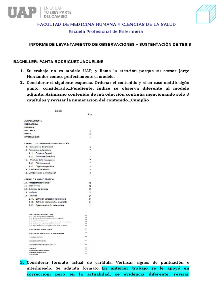 Informe de Levantamiento de Observaciones - B13.07.23 | PDF