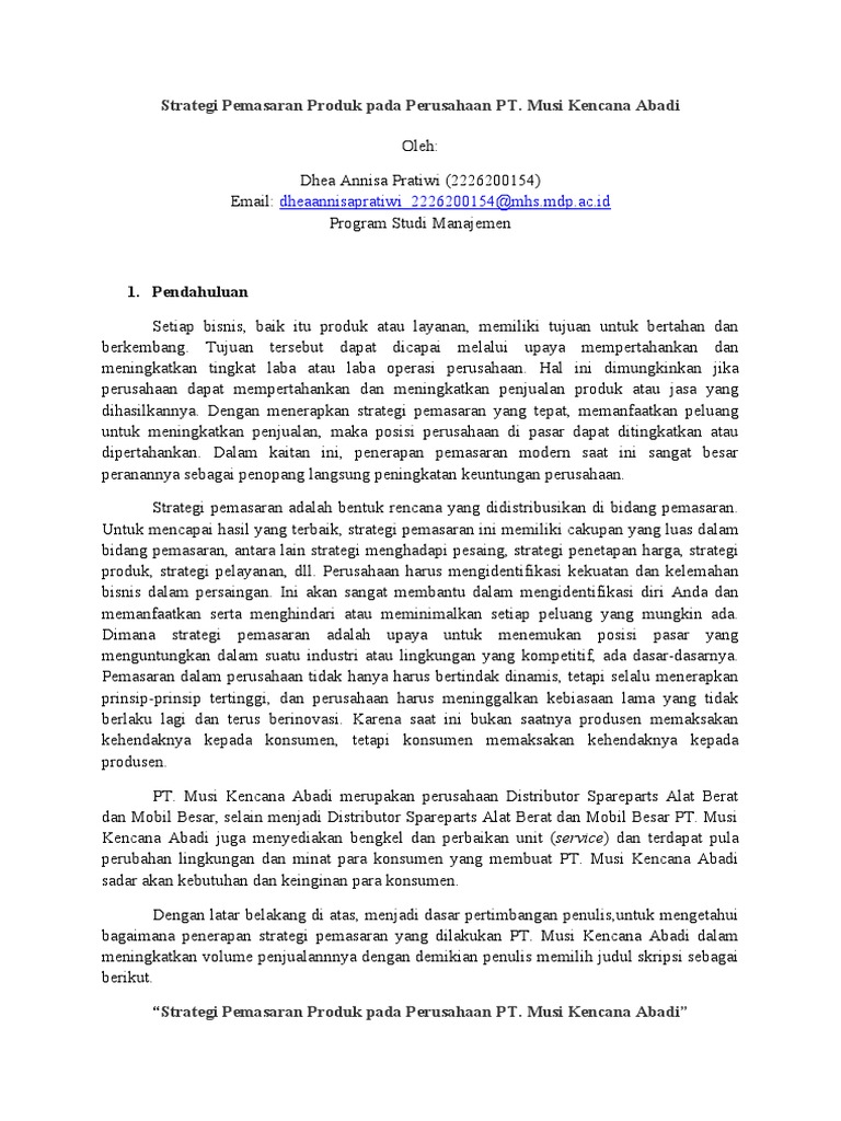 Proposal Skripsi Penjualan | PDF