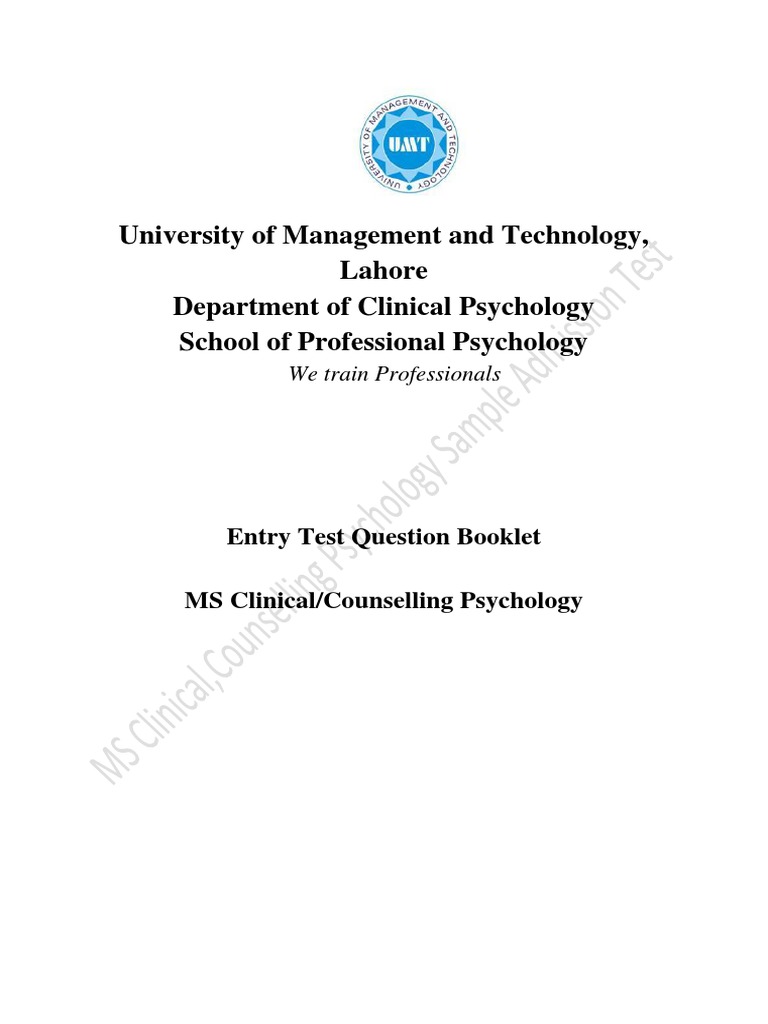 MS Clinical, Counselling Psychology Sample Test | PDF | Sampling ...