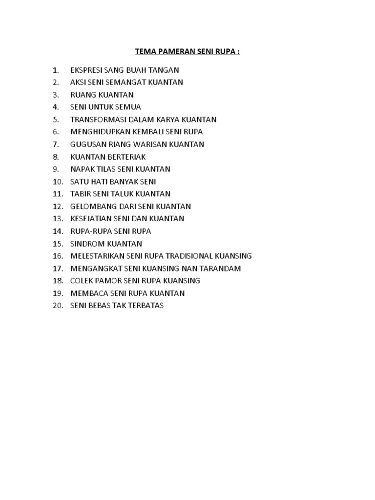 Tema Pameran Seni Rupa | PDF