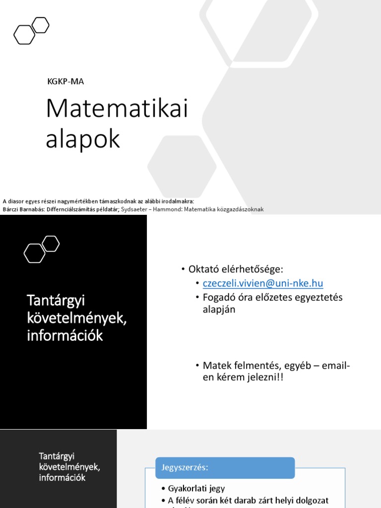 Matek-Alapok Bevezető-Előadás 1 Órai | PDF