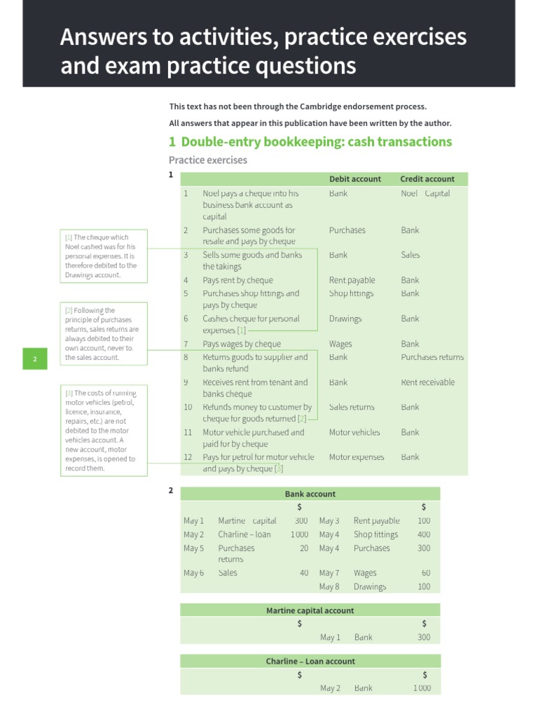 Cambridge AS/A Level Accounting Answers | PDF