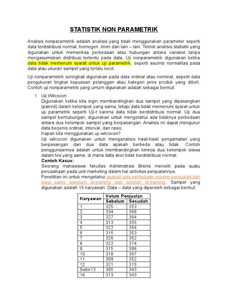Statistik Non Parametrik Fix | PDF