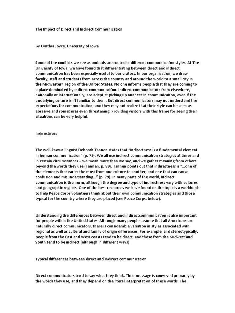 Understanding Direct vs. Indirect Communication | PDF